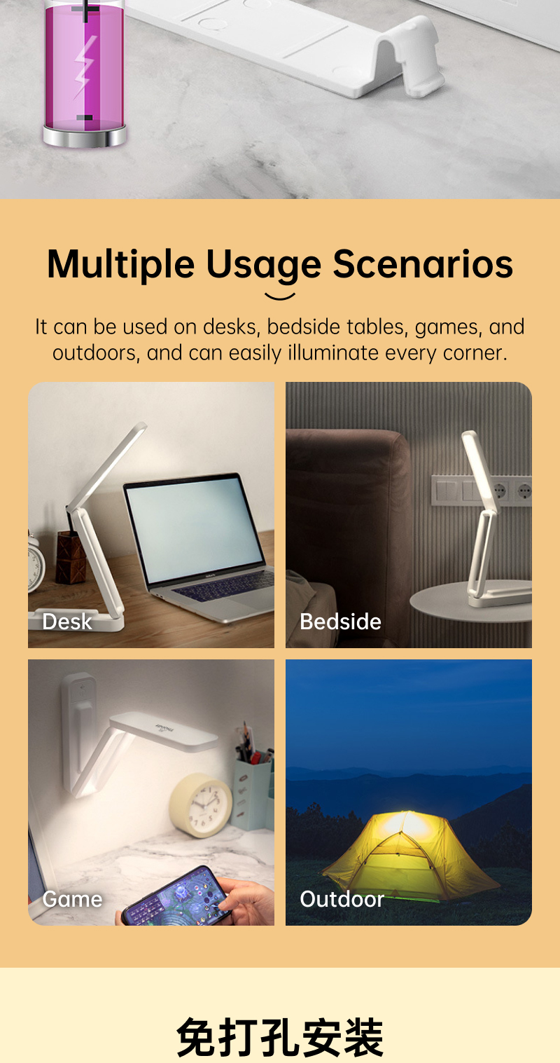 Thunlit Folding Reading Light 2000mAh Rechargeable Foldable Portable ...