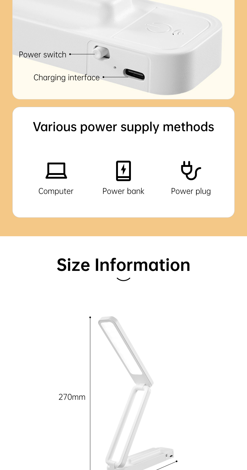 Thunlit Folding Reading Light 2000mAh Rechargeable Foldable Portable ...
