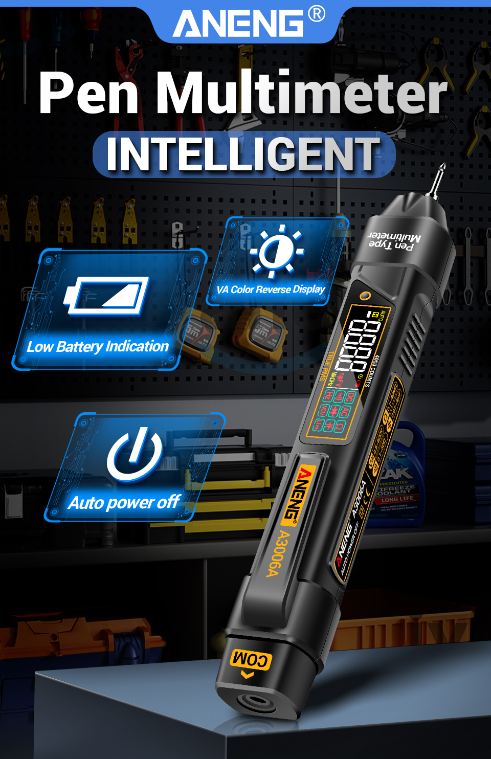 ANENG A3006A Digital Pen Multimeter 4000 Counts AC/DC Voltage Non ...