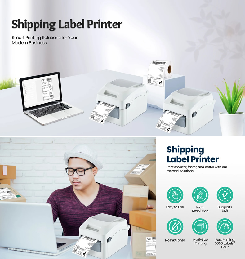 A6 Thermal Printer Bluetooth Printer Shipping Sheet Barcode Express ...