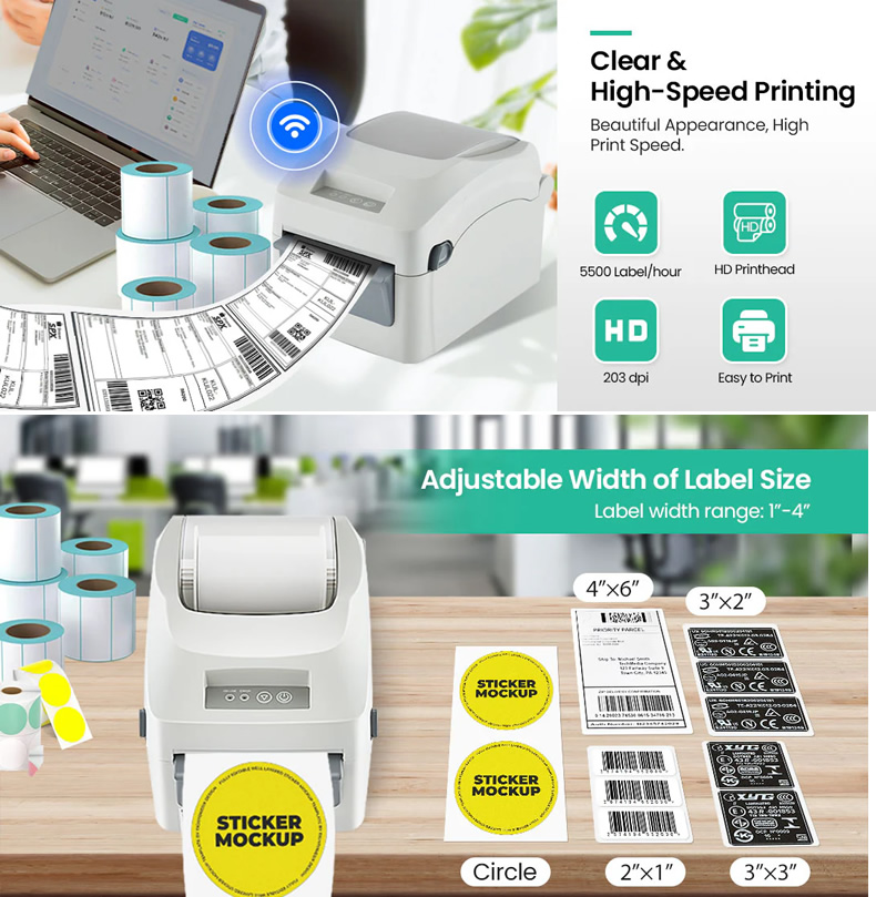 A6 Thermal Printer Bluetooth Printer Shipping Sheet Barcode Express ...