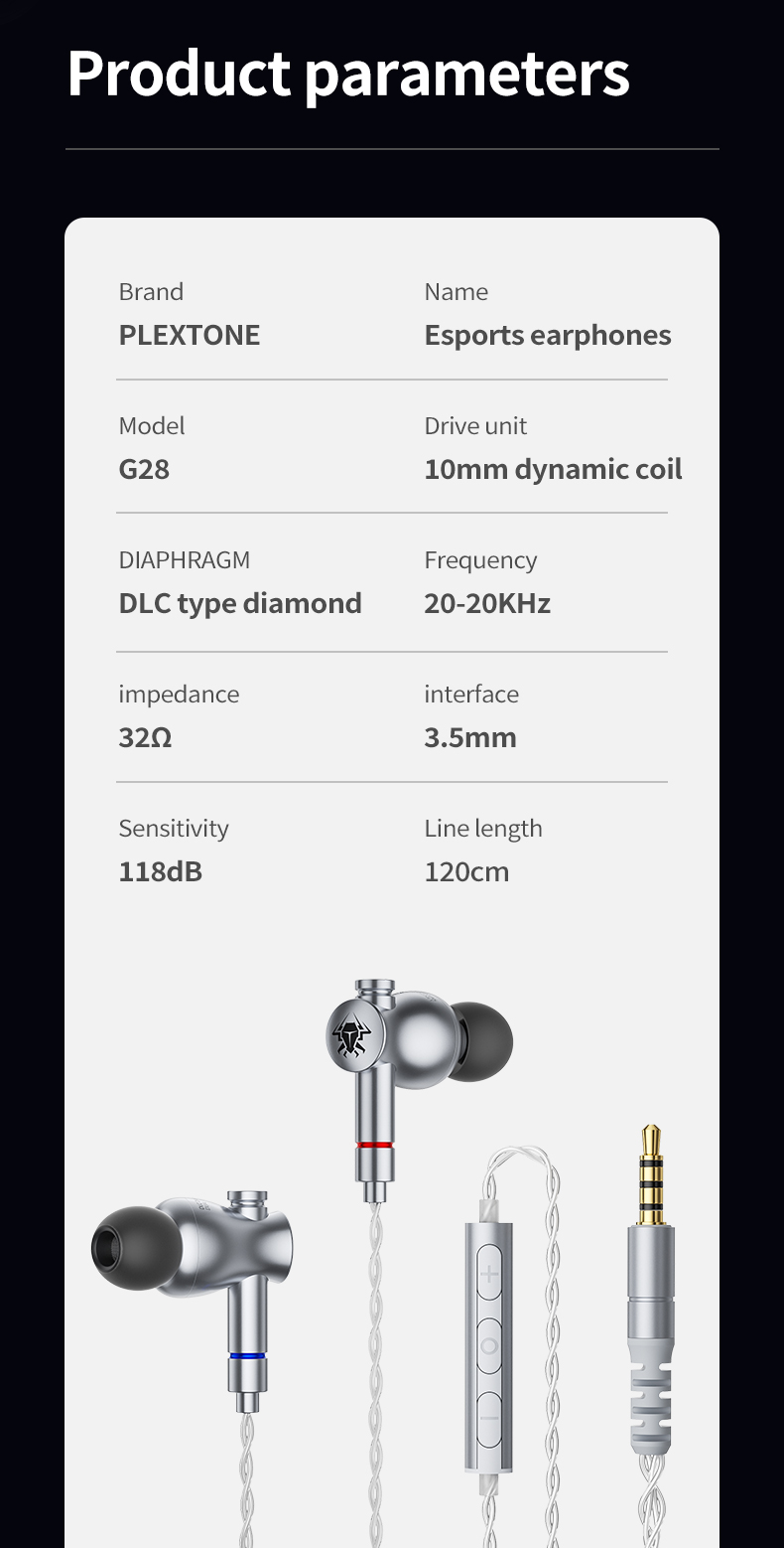 Plextone G28 Gaming Earphone Professional HiFi Esports Game Headphone 3 ...