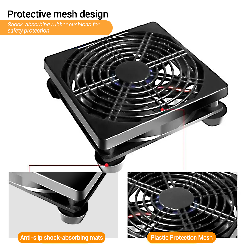 1200RPM USB Router Fan Wifi Modem Cooling Rack Router Cool 120CM Wire ...