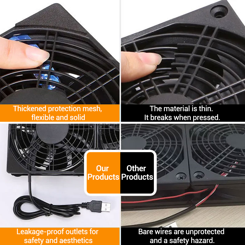 1200RPM USB Router Fan Wifi Modem Cooling Rack Router Cool 120CM Wire ...