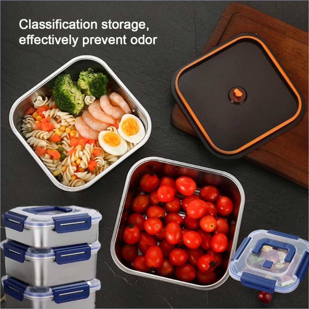 316 Stainless Steel Box Kitchen Storage Box Fresh-keeping Box with Lid ...