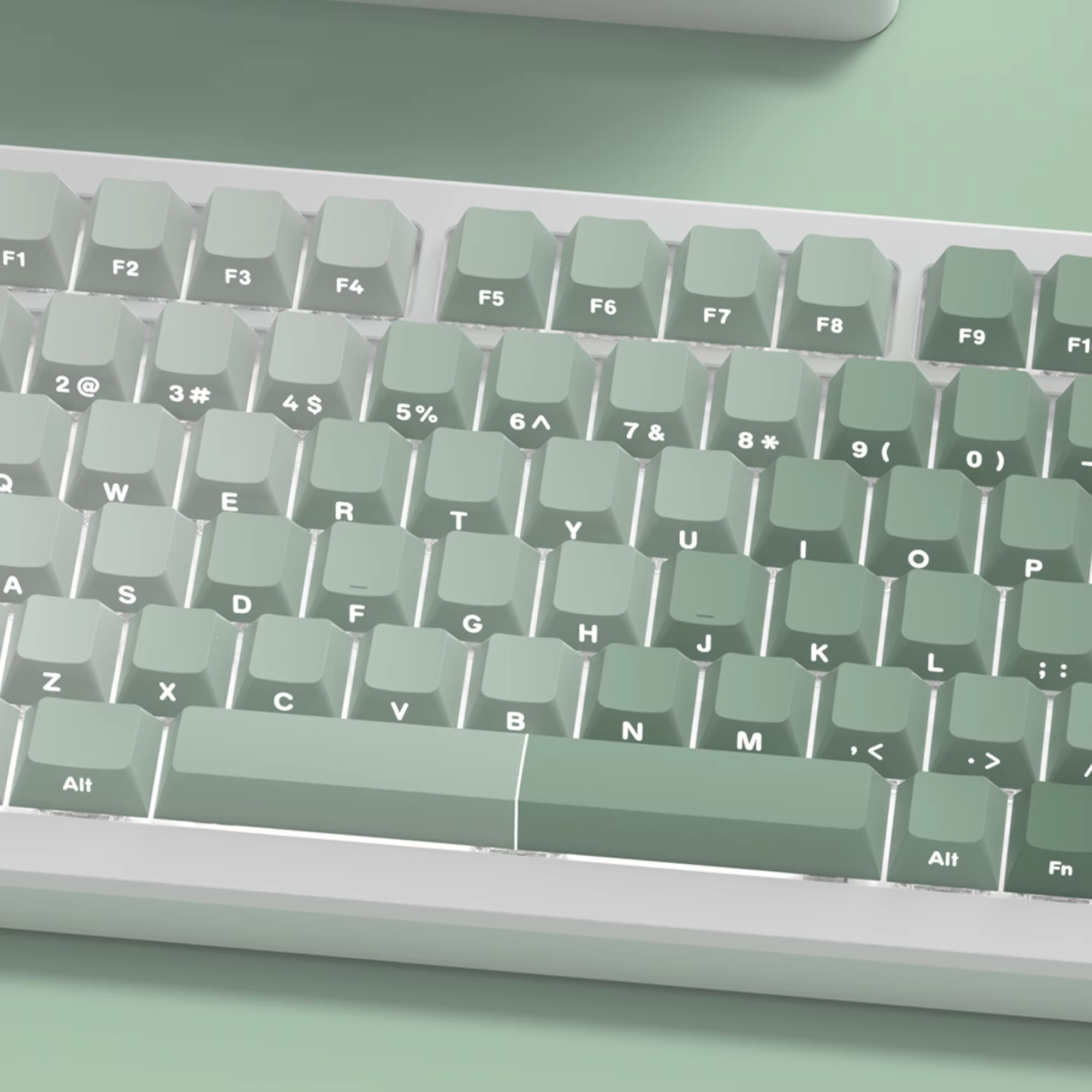 121 Keys Gradient Sea Green PBT Double Shot Side Printed Shine Through ...