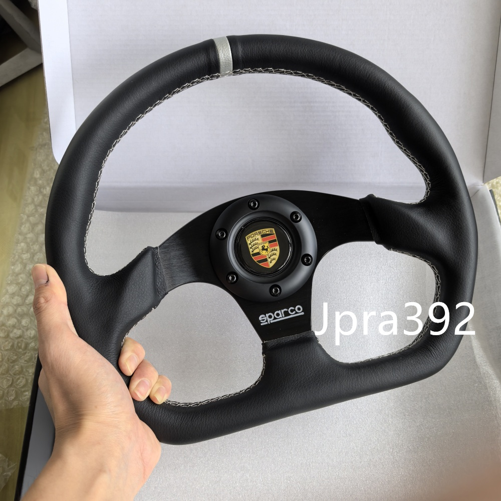 Porsche's logo D-shaped sports steering wheel Universal 320 mm leather ...