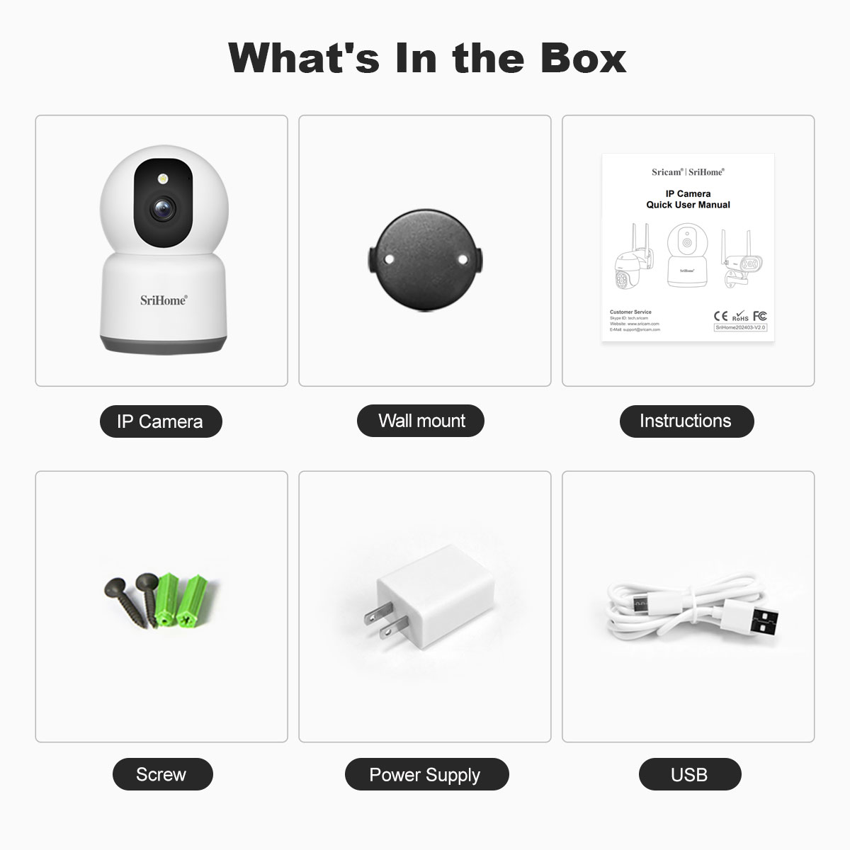 SriHome SH038 Indoor Digital-WDR 5MP Home Humanoid Detection CCTV ...