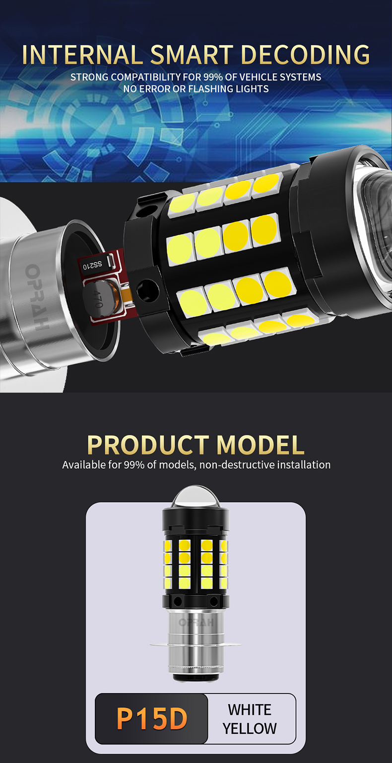 Super Bright T19 LED Headlight P15D Motorcycle Headlight High Low Beam ...
