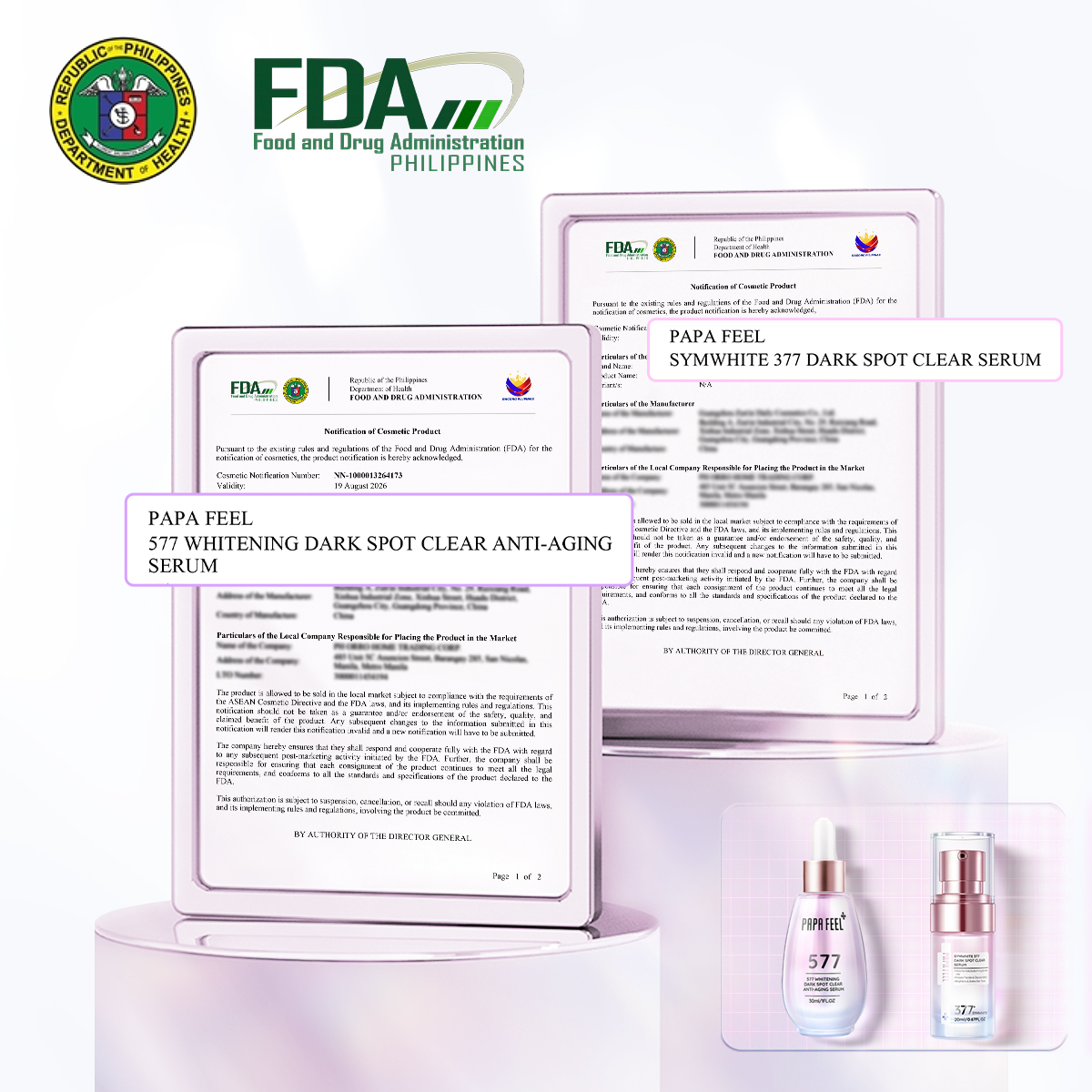 PAPA FEEL【Dark Spot Serum Set】577 Fade Dark Spot Fade Acne Essence 30ml + Symwhite 377 Whitening ...