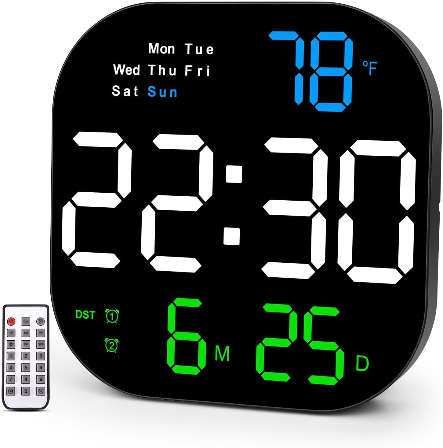 Digital Clock Wall Decor Remote Control Alarm Clock Led Kitchen Office ...