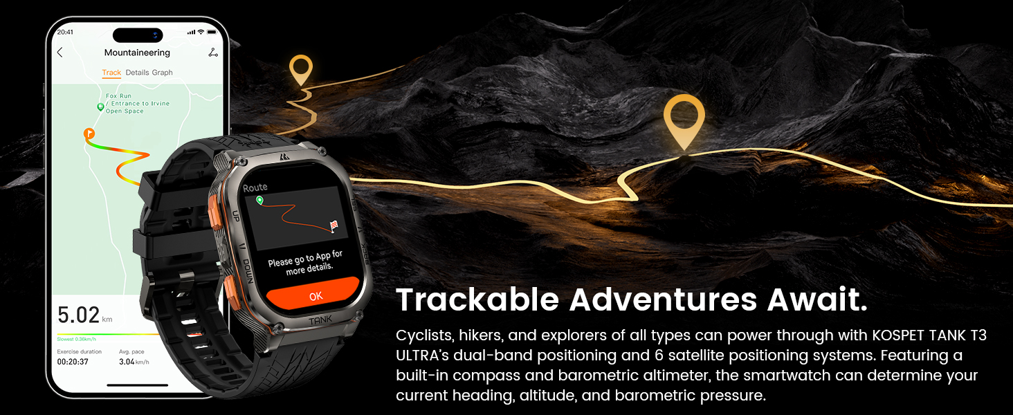 KOSPET TANK M3 Ultra Military Smartwatch For Men with GPS, compass ...