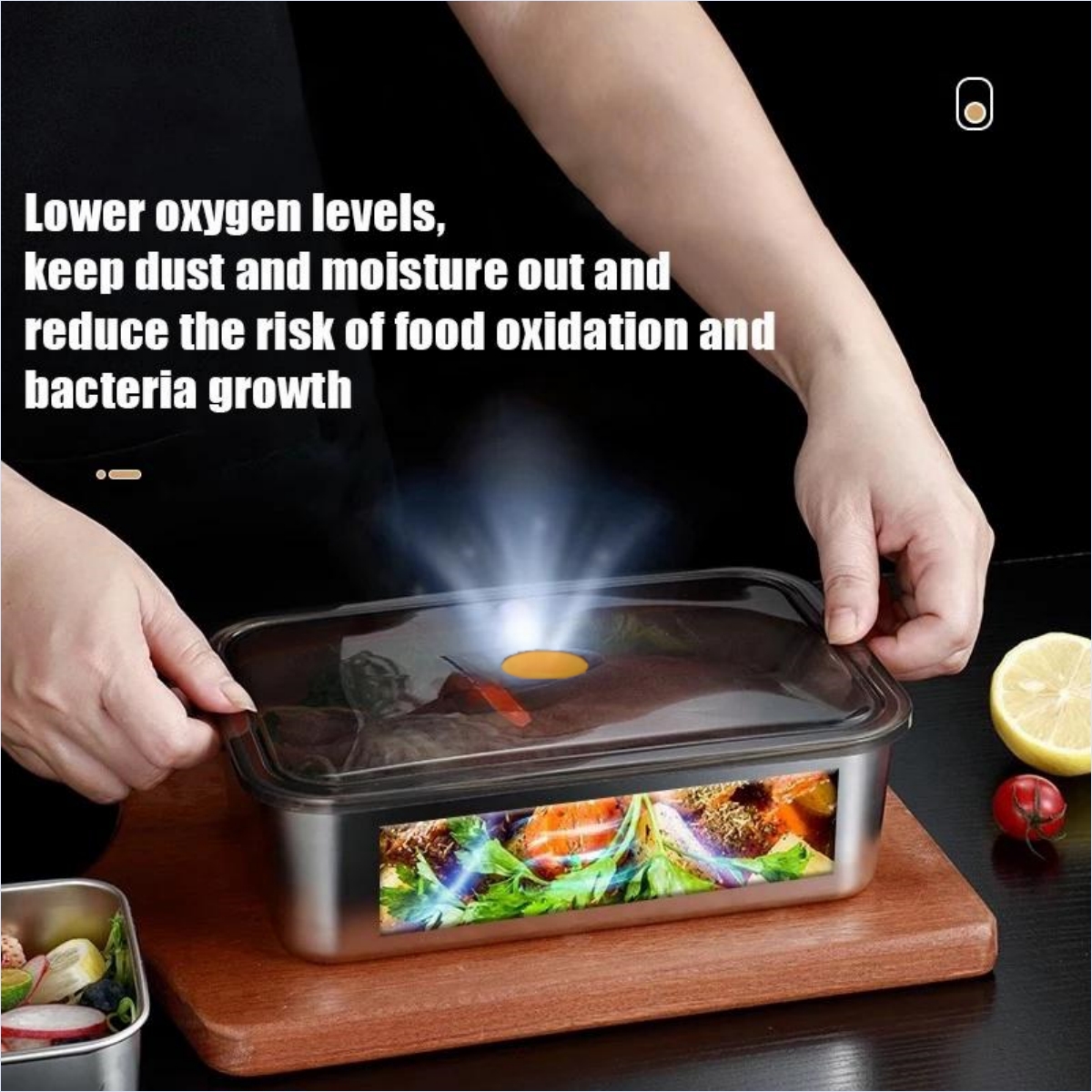 Stainless Steel Box Kitchen Storage Box Fresh-keeping Box with Lid ...