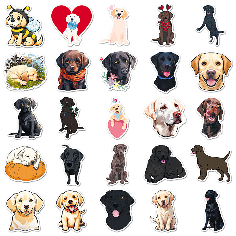 50PCS Labrador Sticker Cartoon Dog Cute Animal Decal DIY Laptop Phone ...