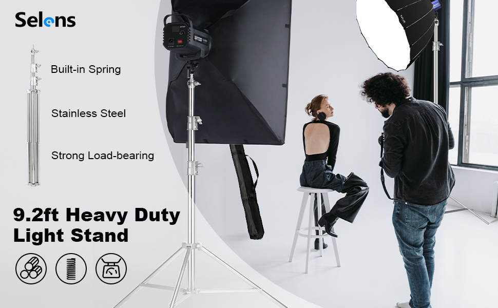 Selens 400CM Light Stand Tripod Stainless Steel Heavy Duty Stand for ...