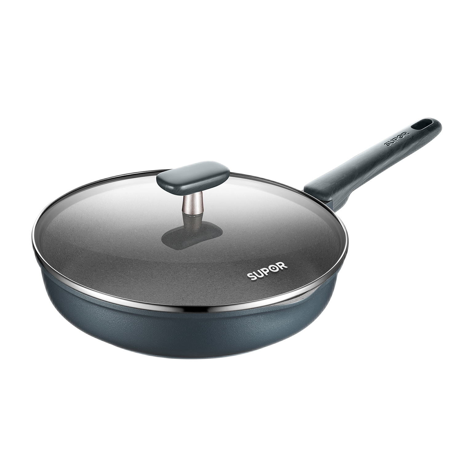 Supor Ceramic Marble Non Stick Frying Pan with Lid 26cm Suitable for ...