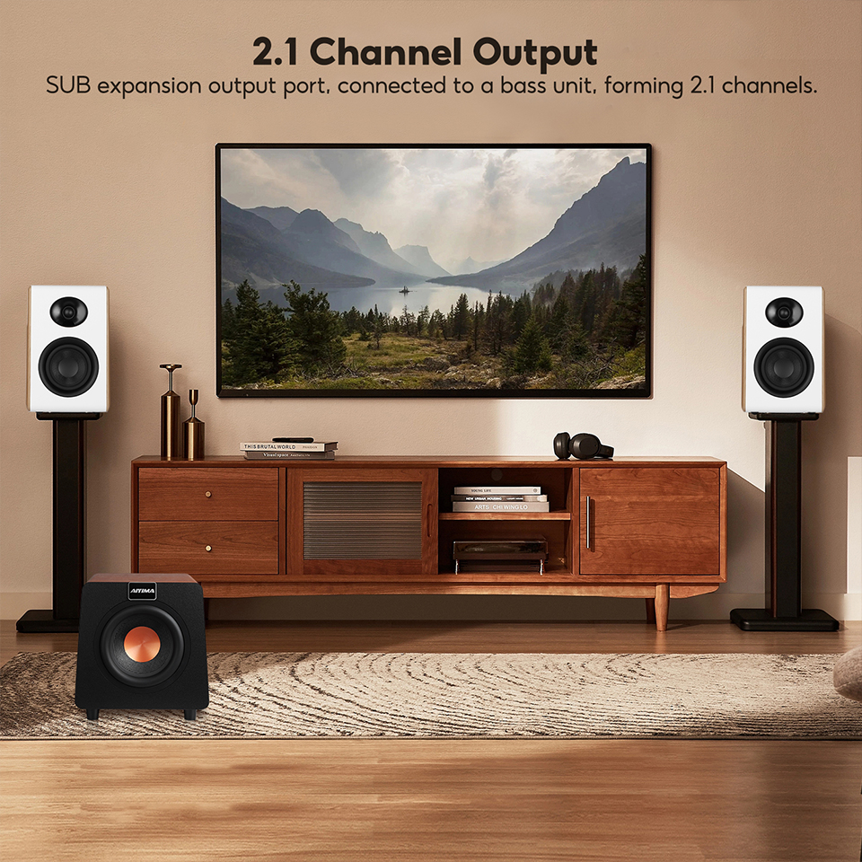 AIYIMA S600 Bluetooth Bookshelf Speaker 4 Inch 50WX2 Active Audio Power HiFi Home Support 24bit ...