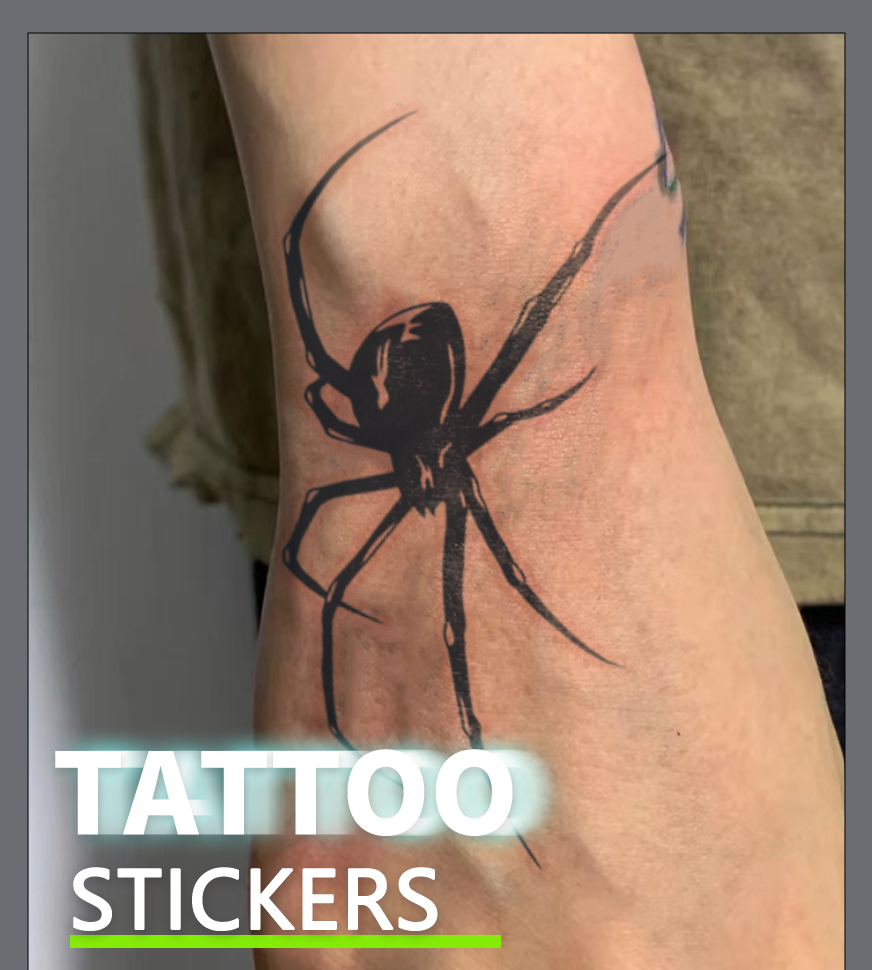 Waterproof Black Spider Temporary Tattoo - Realistic Semi-Permanent ...