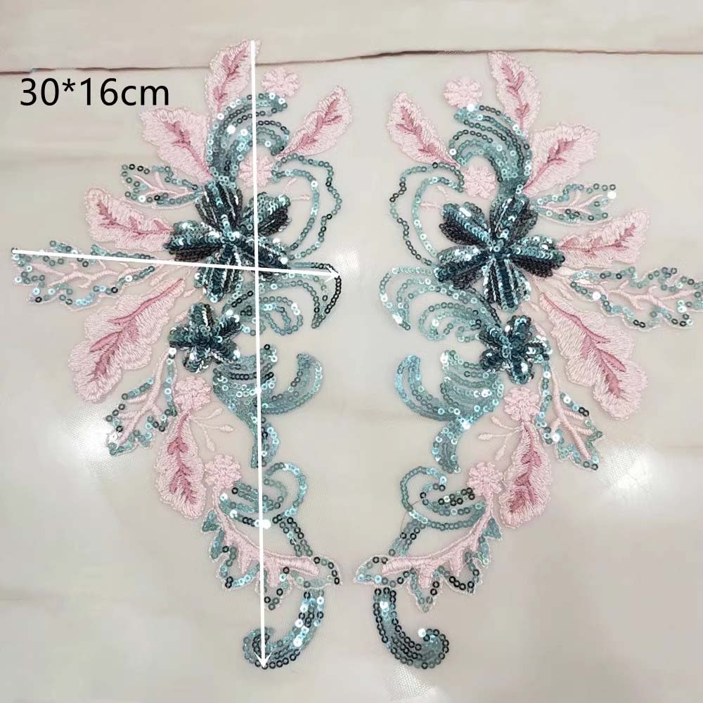 1 Pcs Sequin Flower Lace Decal Wedding Dress Sewing Lace Patch 30*16cm ...