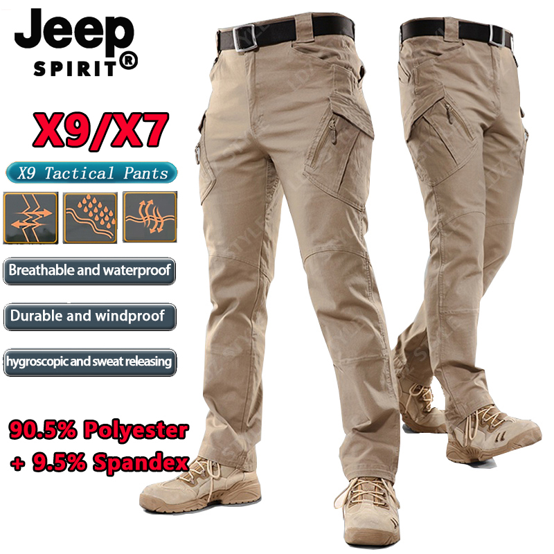 JEEP SPIRIT X7/X9 Waterproof Tactical Cargo Pants For Men In Khaki ...