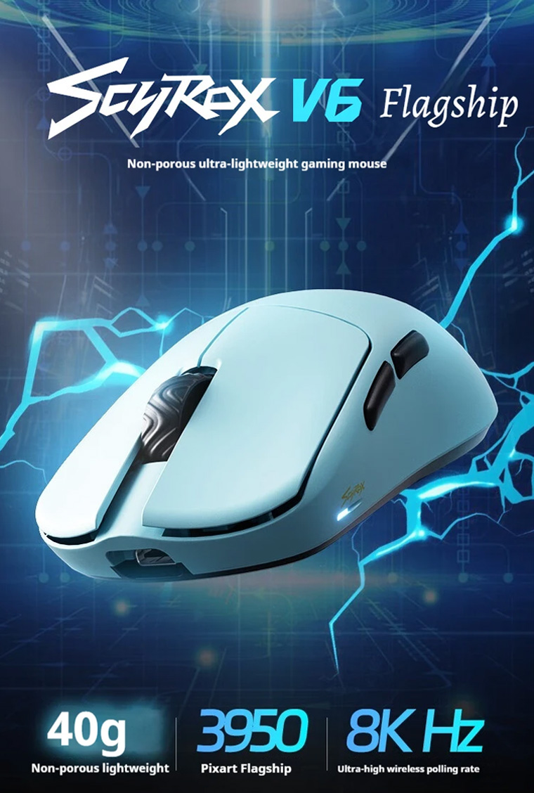 Scyrox V6 dual-mode wireless gaming mouse, 8k return rate, Pixart3950 ...