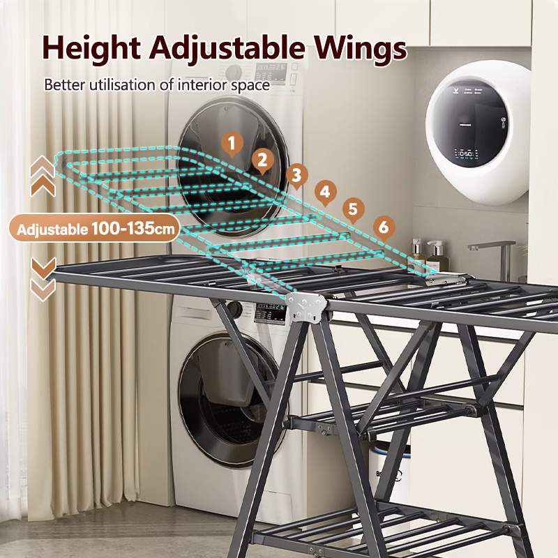 iSPECLE Sampayan Foldable Metal Clothes Drying Rack with Wheel Floor ...