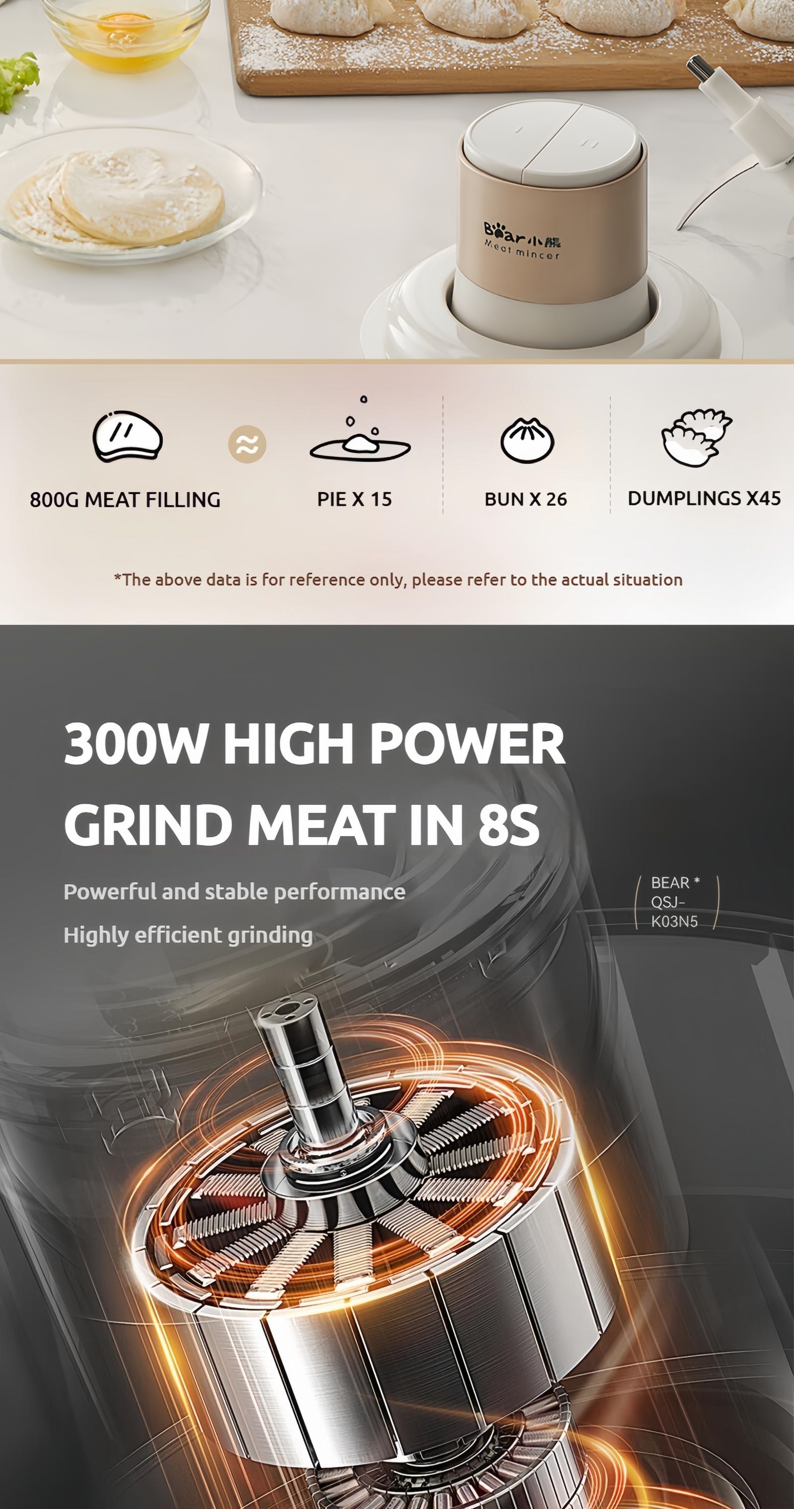 Bear Food Processor Electric Blender Vegetable Garlic Chopper Grinder ...