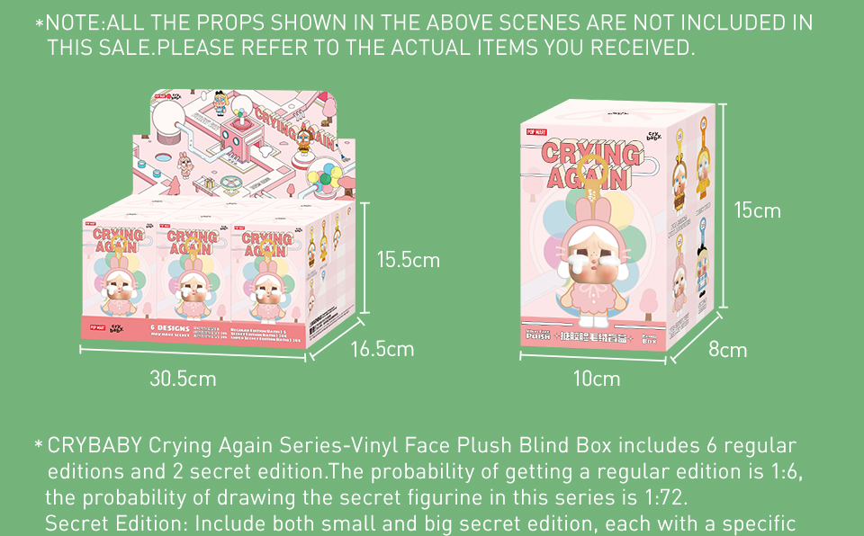 POP MART CRYBABY Crying Again Series-Vinyl Face Plush Blind Box (whole ...