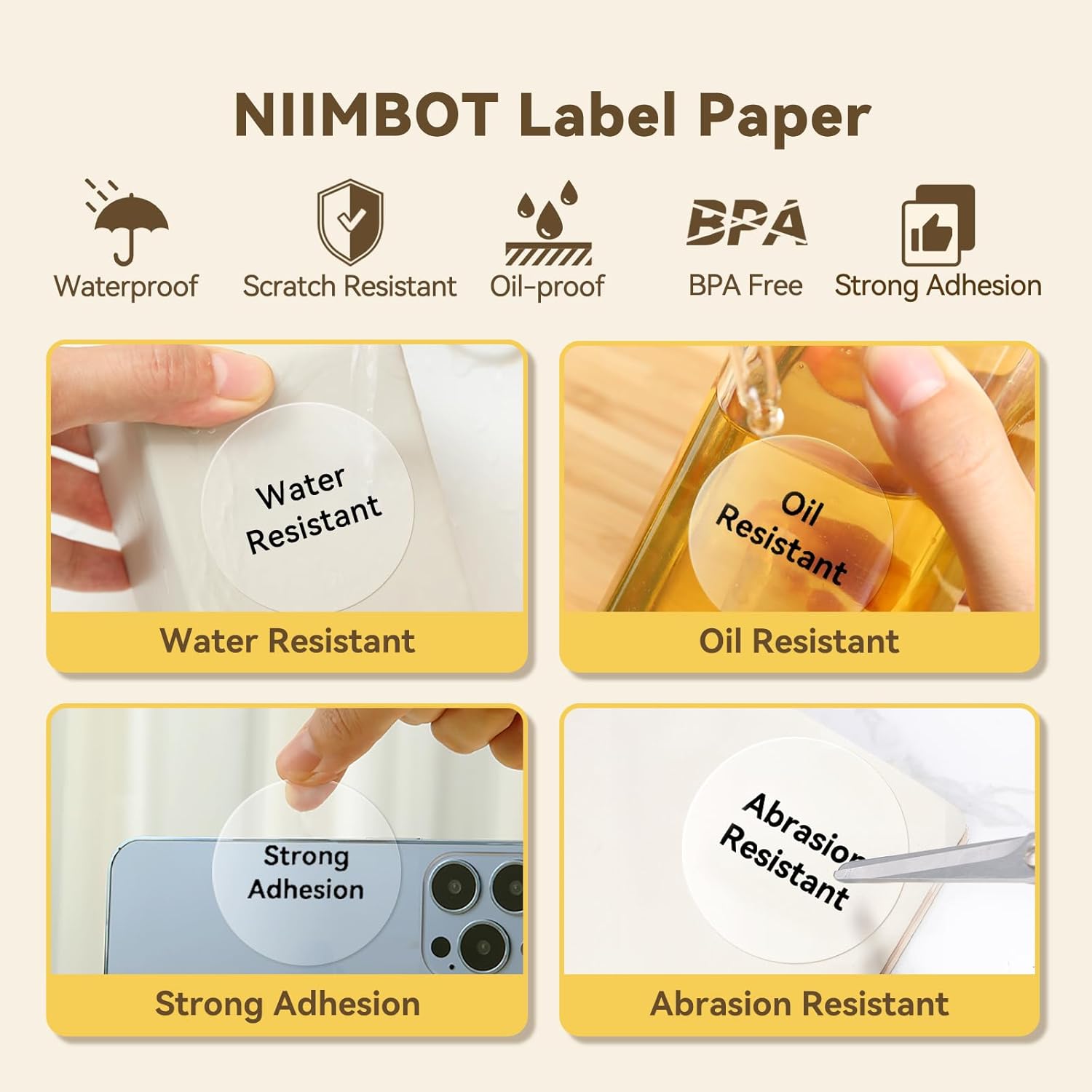 NIIMBOT B1/B21/B3S Transparent round thermal label paper stickers life ...