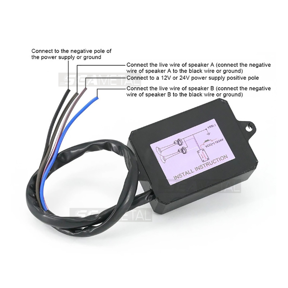 SEAMETAL Car Horn Controller 12V/24V Music Rapid Horn Relay Sound ...