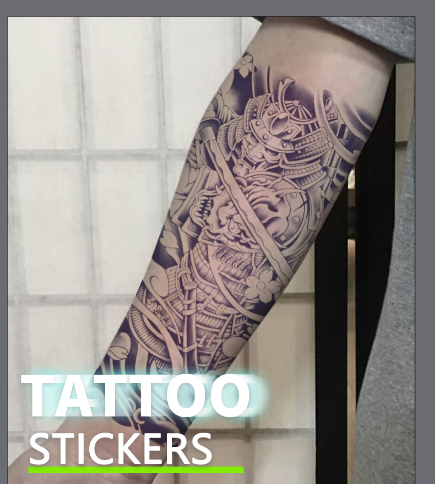 Japanese Samurai Prajna Temporary Tattoo Stickers Waterproof Long ...