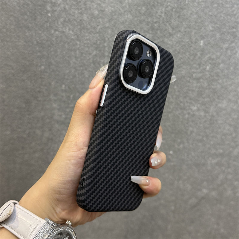 Carbon fiber Kevlar pattern Magnetic phone case for iPhone 12 13 14 15 ...