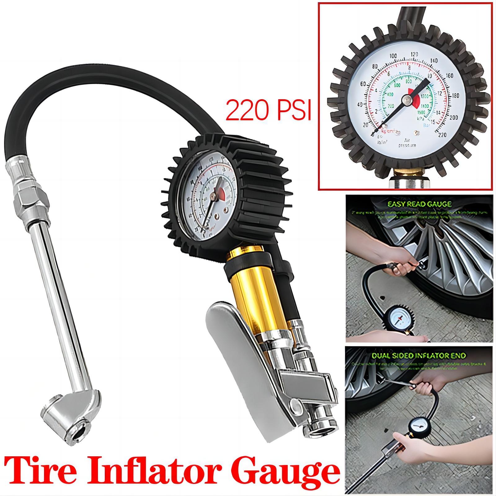 Tire Inflator with Pressure Gauge 220 PSI Air Chuck Heavy Duty Inflator ...
