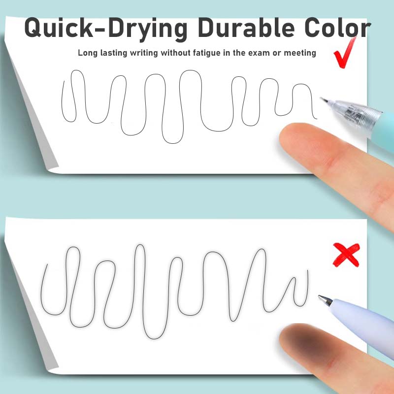 White Gel Pen 0.5mm ST Tip Press Pen Black Ink Retractable Pen Writing ...