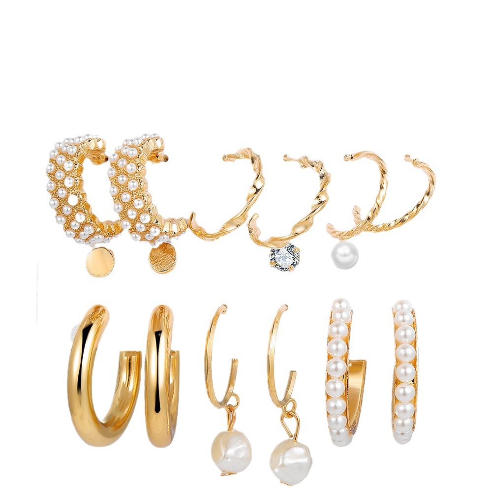 European American Cross-Border New Style Inlaid Pearl Ladies Earrings ...