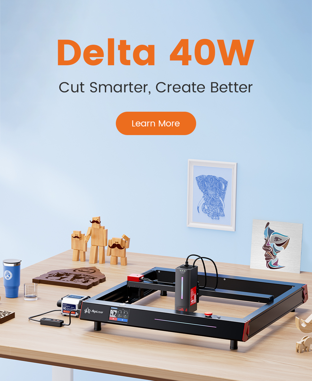 216W AlgoLaser Delta Laser Engraver Machine 3.5'inch TouchScreen Laser ...