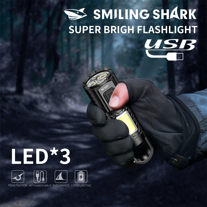Smiling Shark SD5253 Mini Flashlight Led*3 Super Bright Flash Light ...