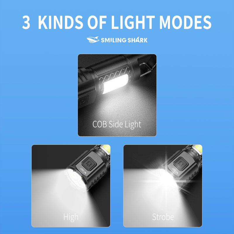 Smiling Shark SD5253 Mini Flashlight Led*3 Super Bright Flash Light ...