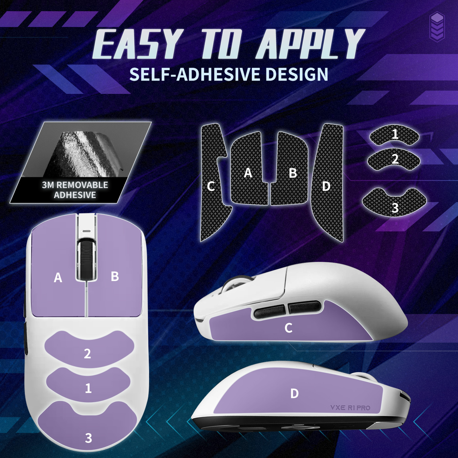 TALONGAMES Mouse Grip Tape for VXE Dragonfly R1 / R1 Pro,Palm Sweat ...