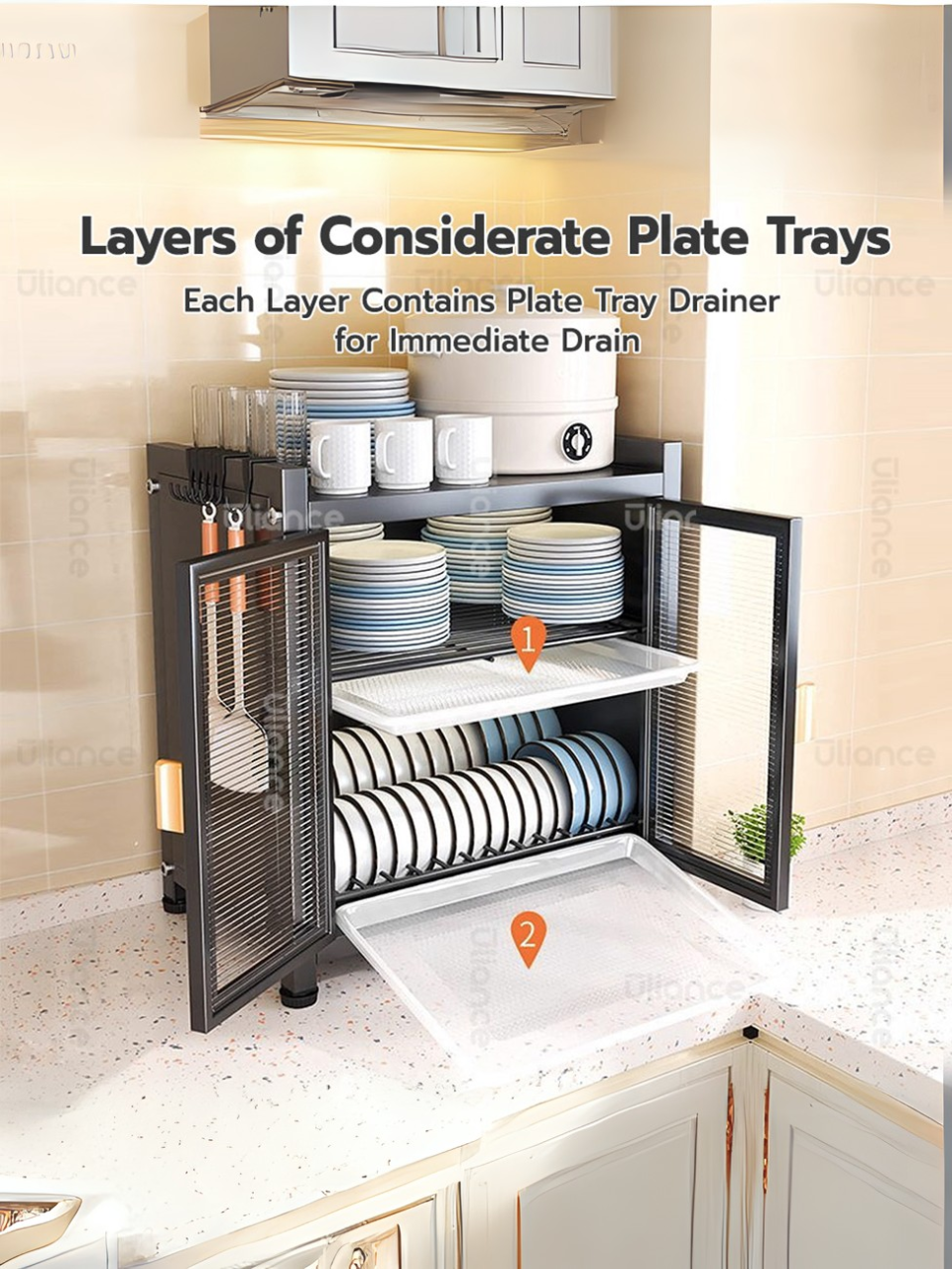 Starke Plus 2/3Tier Rak Pinggan Stainless Steel Dish Cabinet Rack With ...