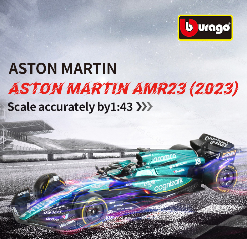 Bburago 1:43 Aston Martin 2023 F1 Racing AMR23 Die Cast Vehicles Model ...