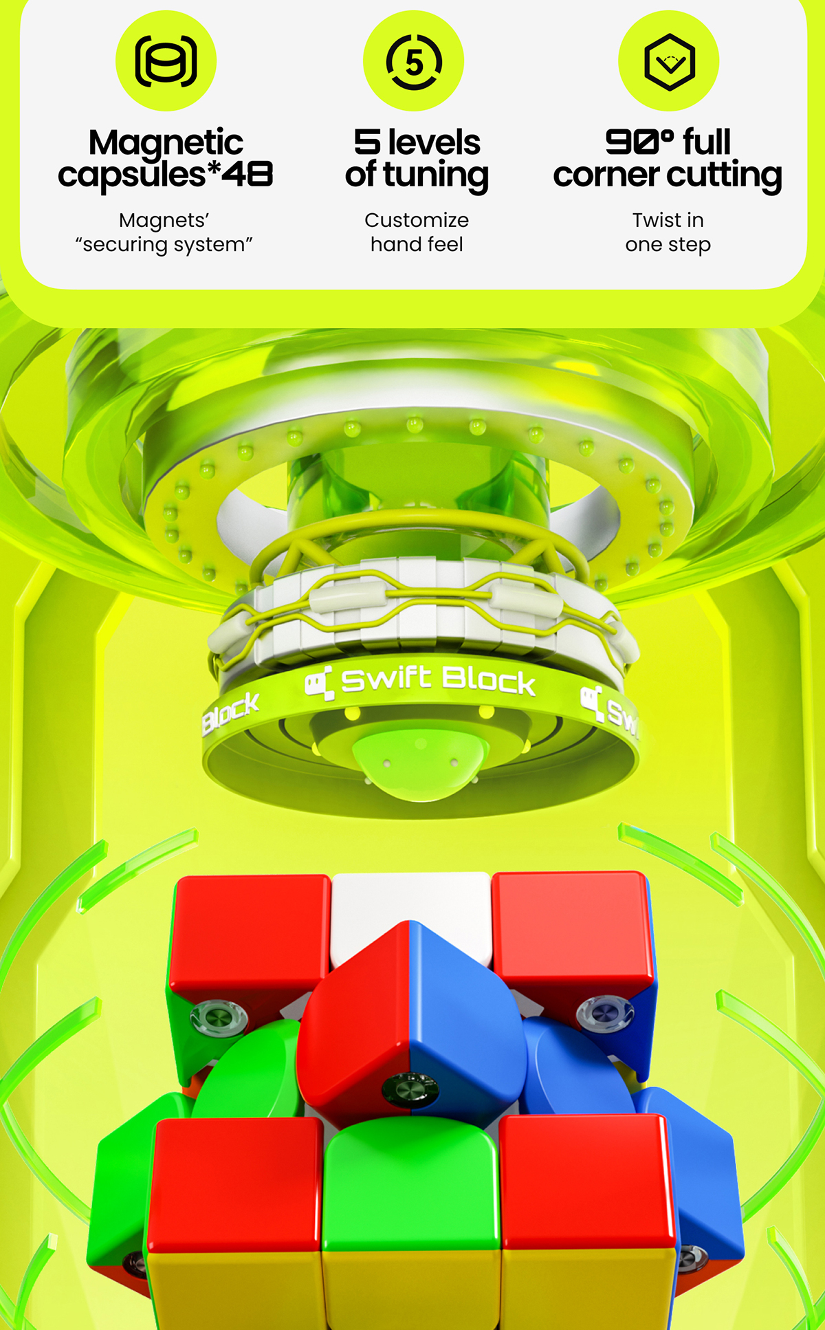 Swift Block 355S Maglev 3x3 Speed Cube Educational Cube Puzzle Toys for ...