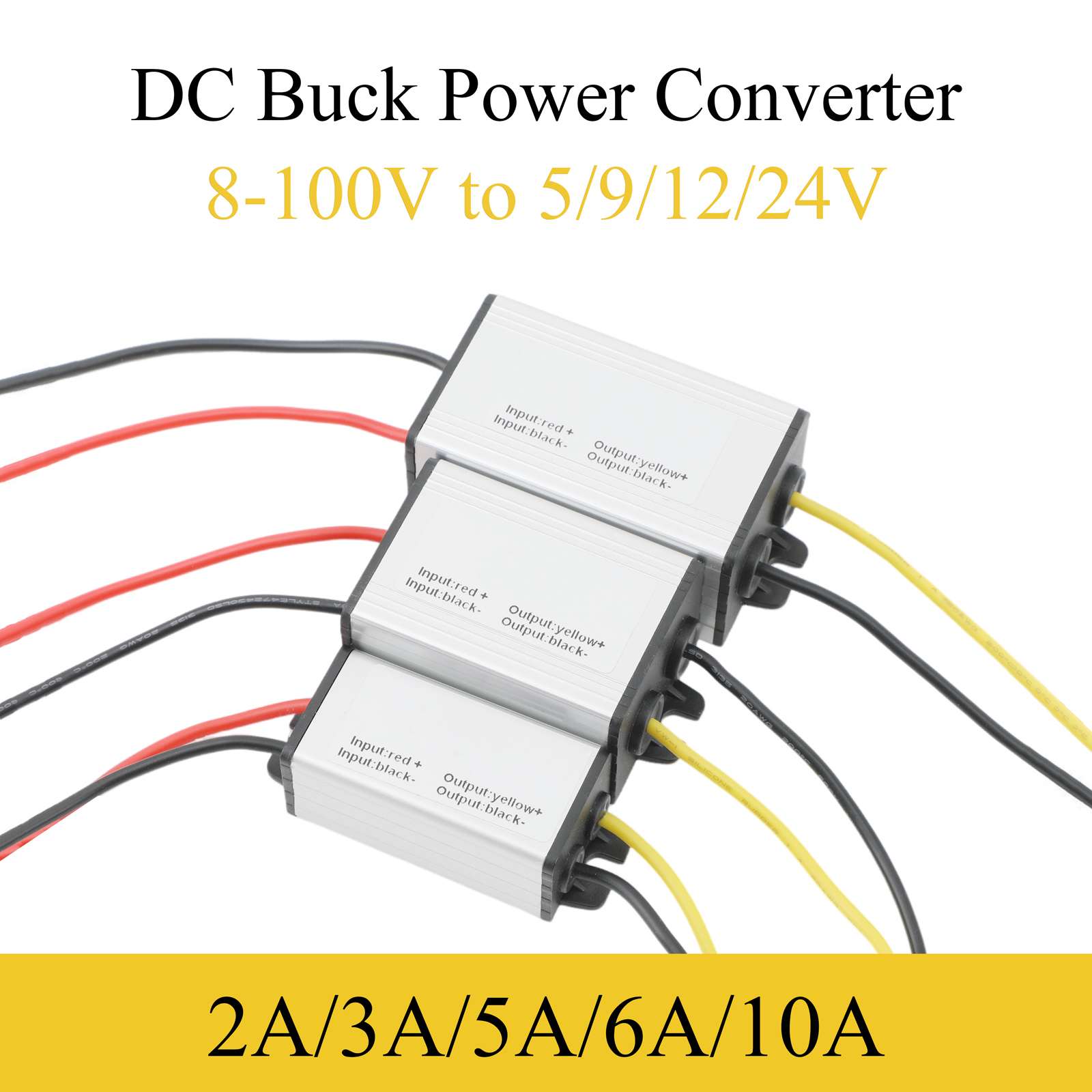 Waterproof power buck converter 8V-100V to 5/9/12/24V aluminum shell ...