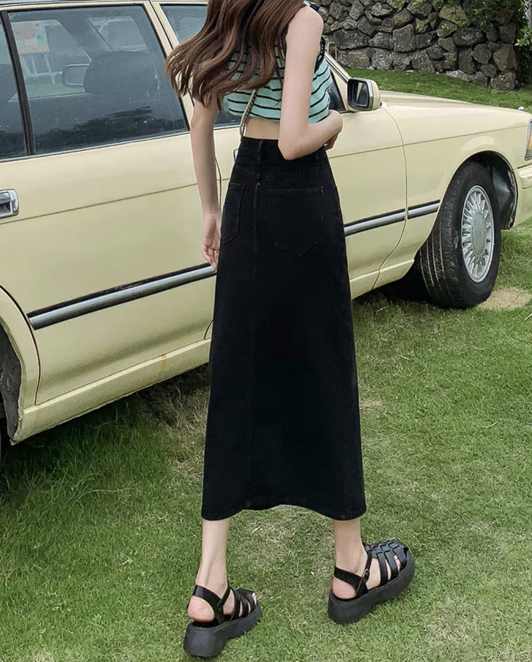 Retro Maxi Denim Skirt Maong Palda Jeans Korean Style Skirt With Slit ...