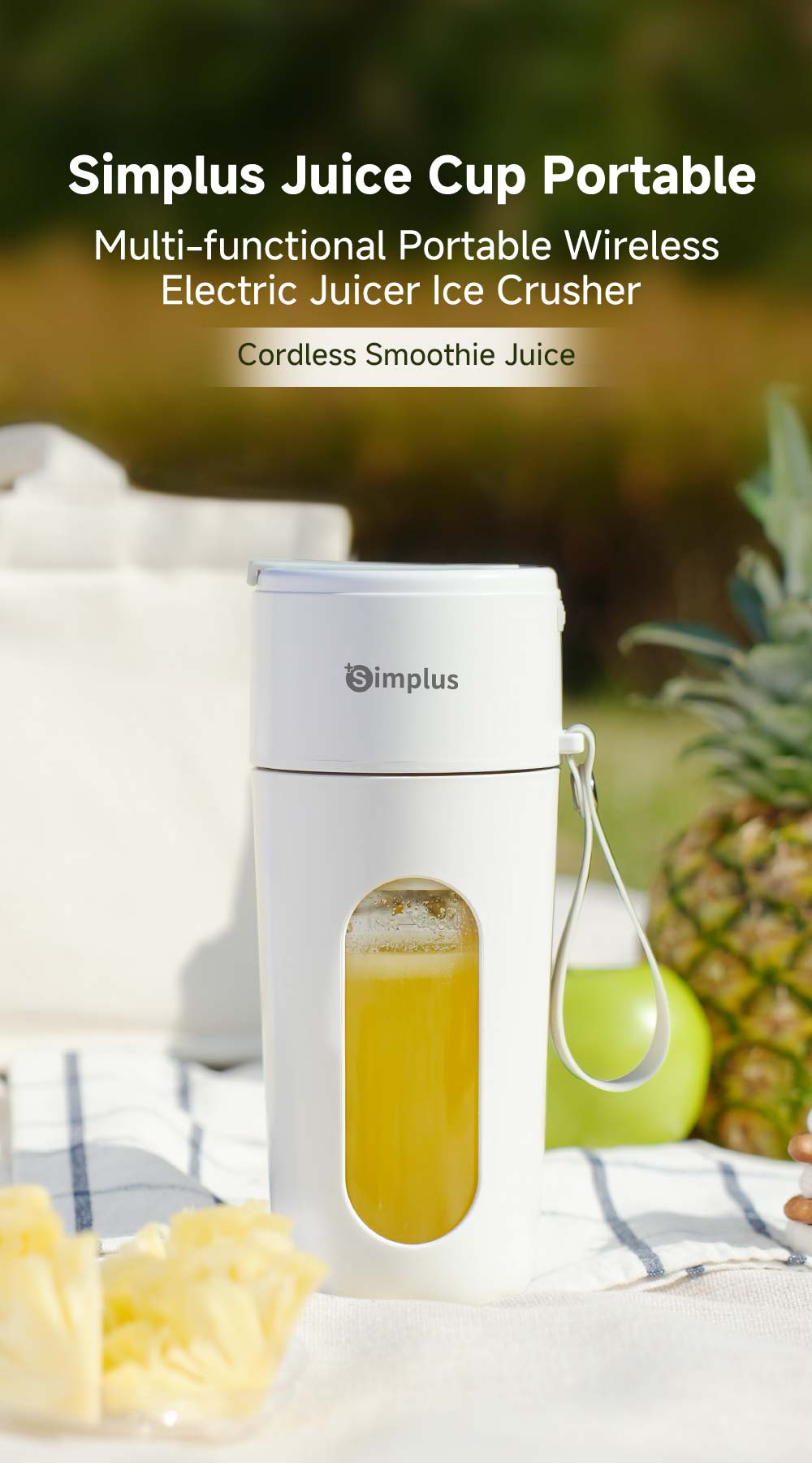 Simplus Portable Juicer Blender Fruit Juice Mixer USB Rechargeable 400ML Electric Fruit Juicer ...