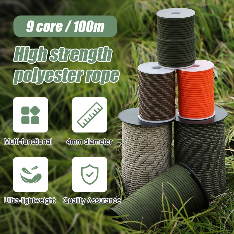 【Ship in 12h】100M Paracord Rope 550 Camping Rope 9 Strand 4mm Parachute ...