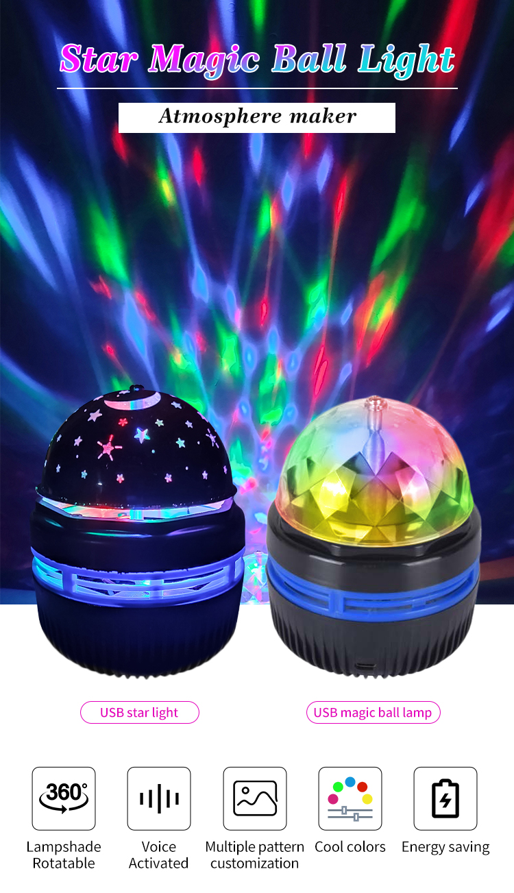 Automatic rotating colorful starry sky lamp mini night lamp | Shopee ...