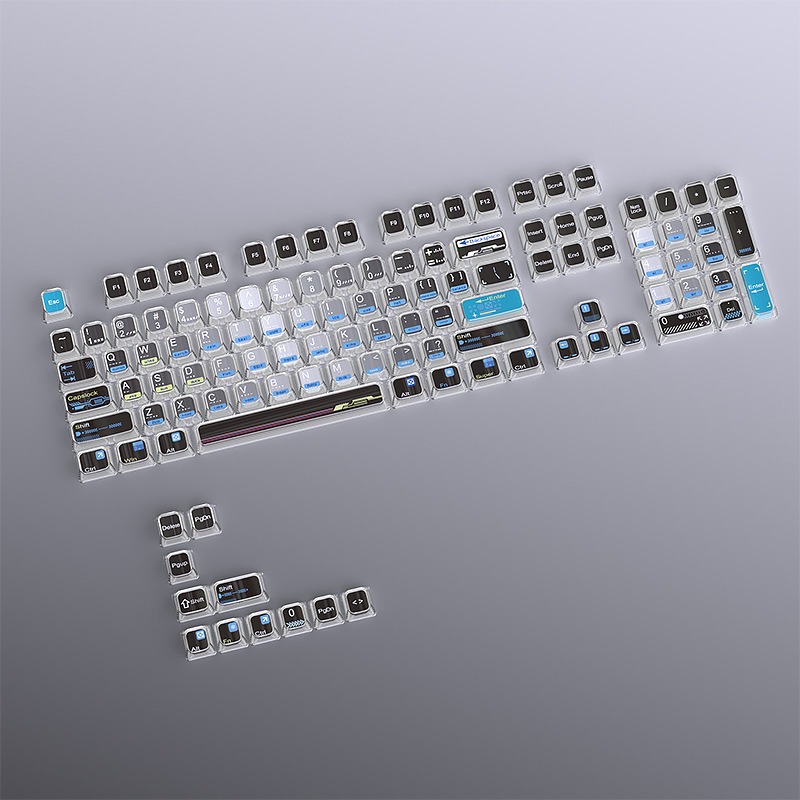 -LW- Double Layered PC Crystal Jelly Keycaps MDA Profile Mechanical ...
