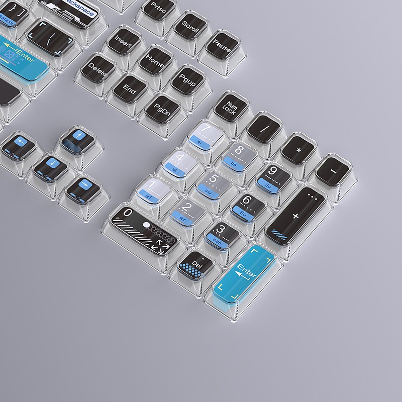 -LW- Double Layered PC Crystal Jelly Keycaps MDA Profile Mechanical ...