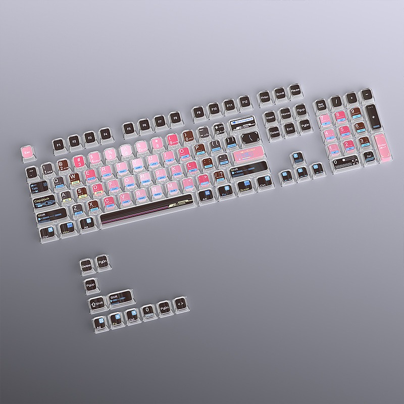 -LW- Double Layered PC Crystal Jelly Keycaps MDA Profile Mechanical ...